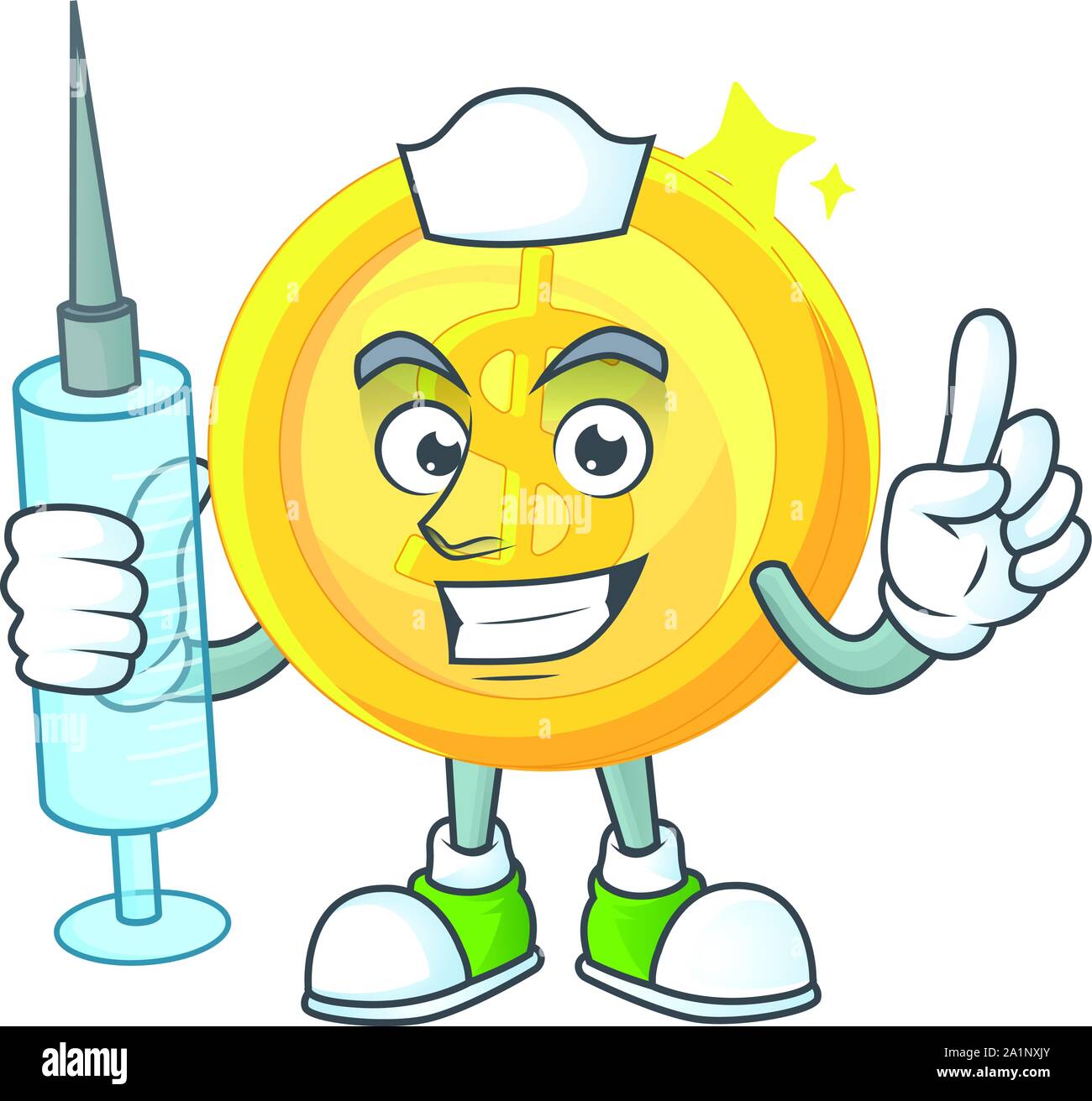Nurse currency gold coin isolated white background Stock Vector Image ...