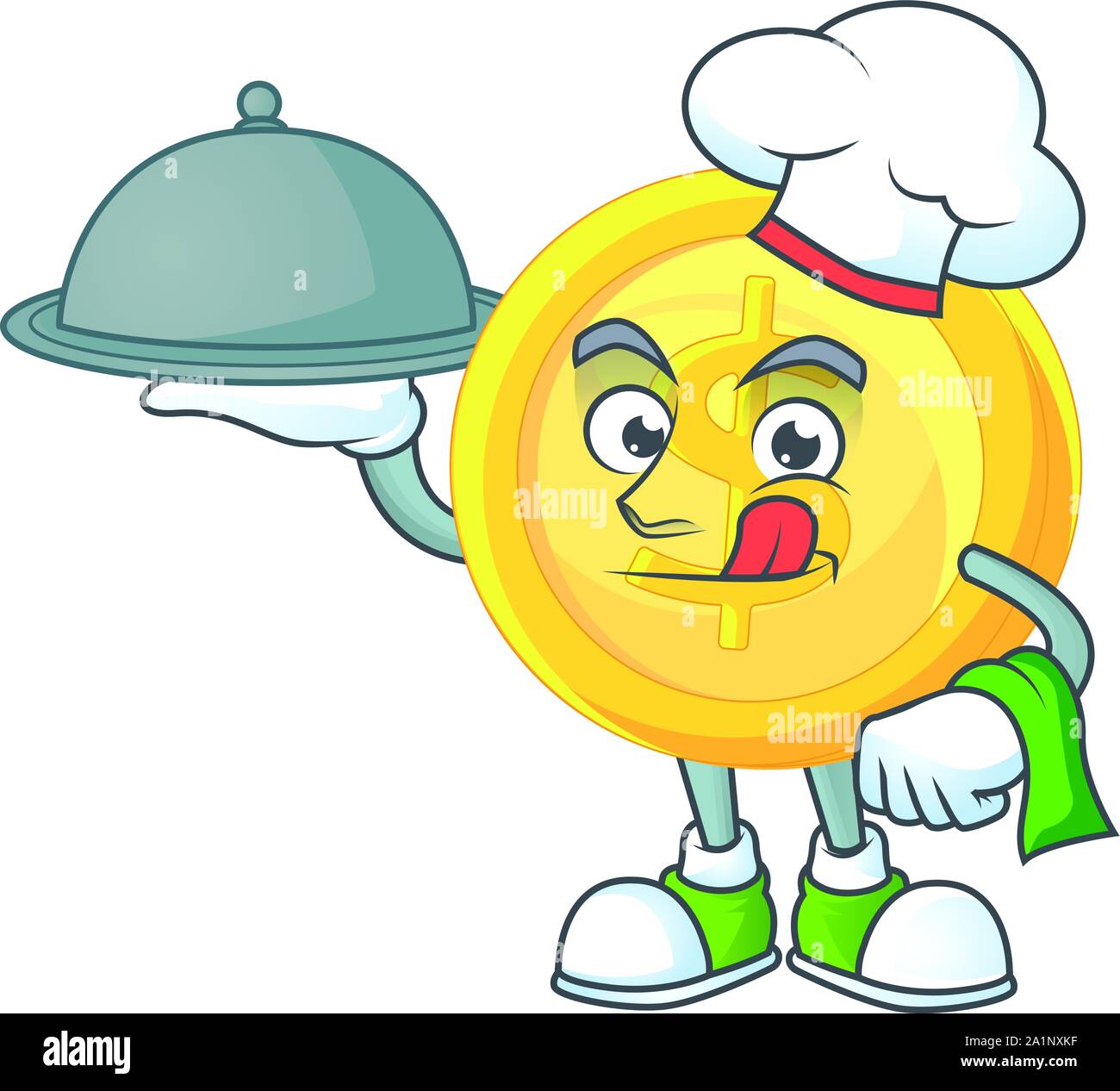 Chef with food gold coin cartoon character for payment Stock Vector ...
