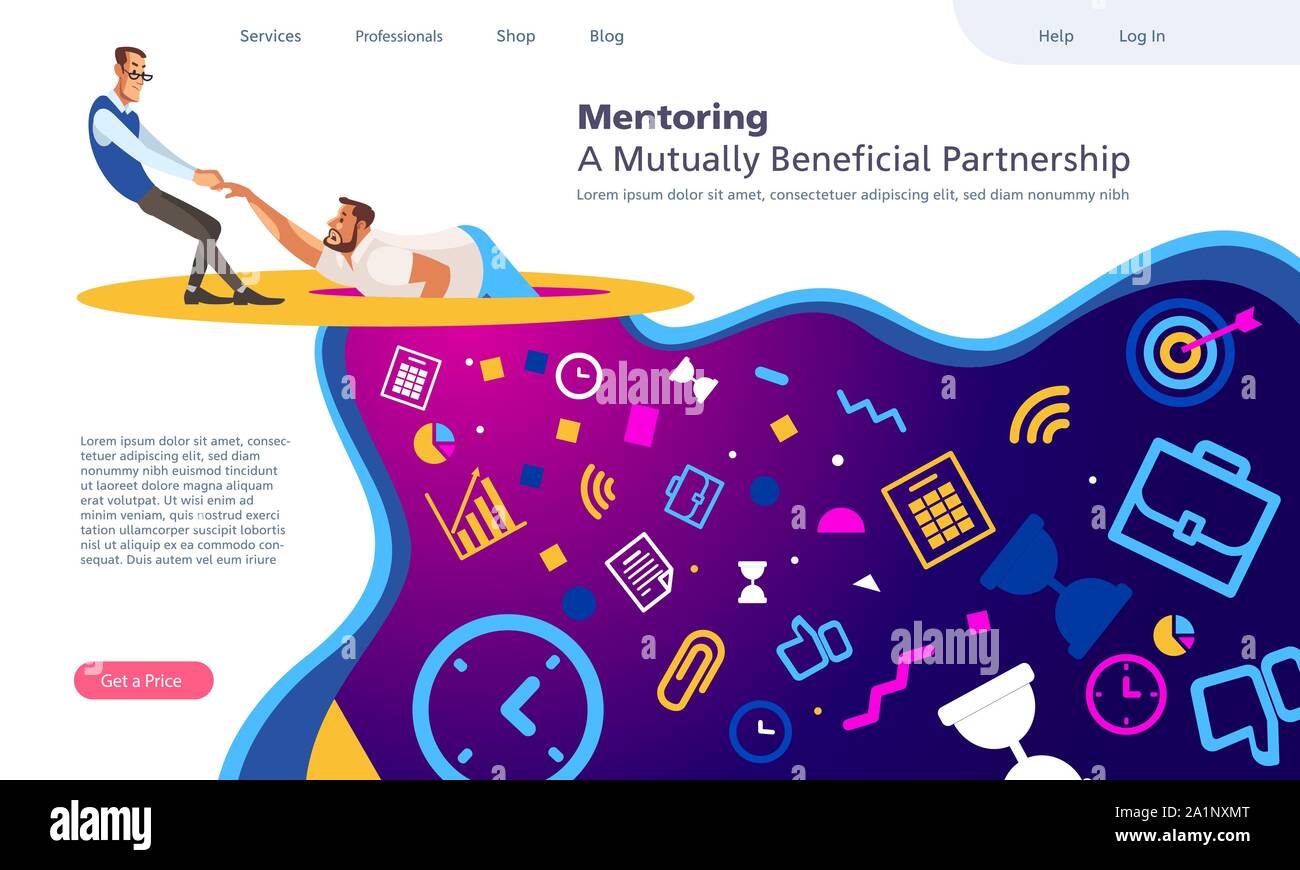Mentoring. A Mutually Beneficial Partnerships flat vector illustration ...