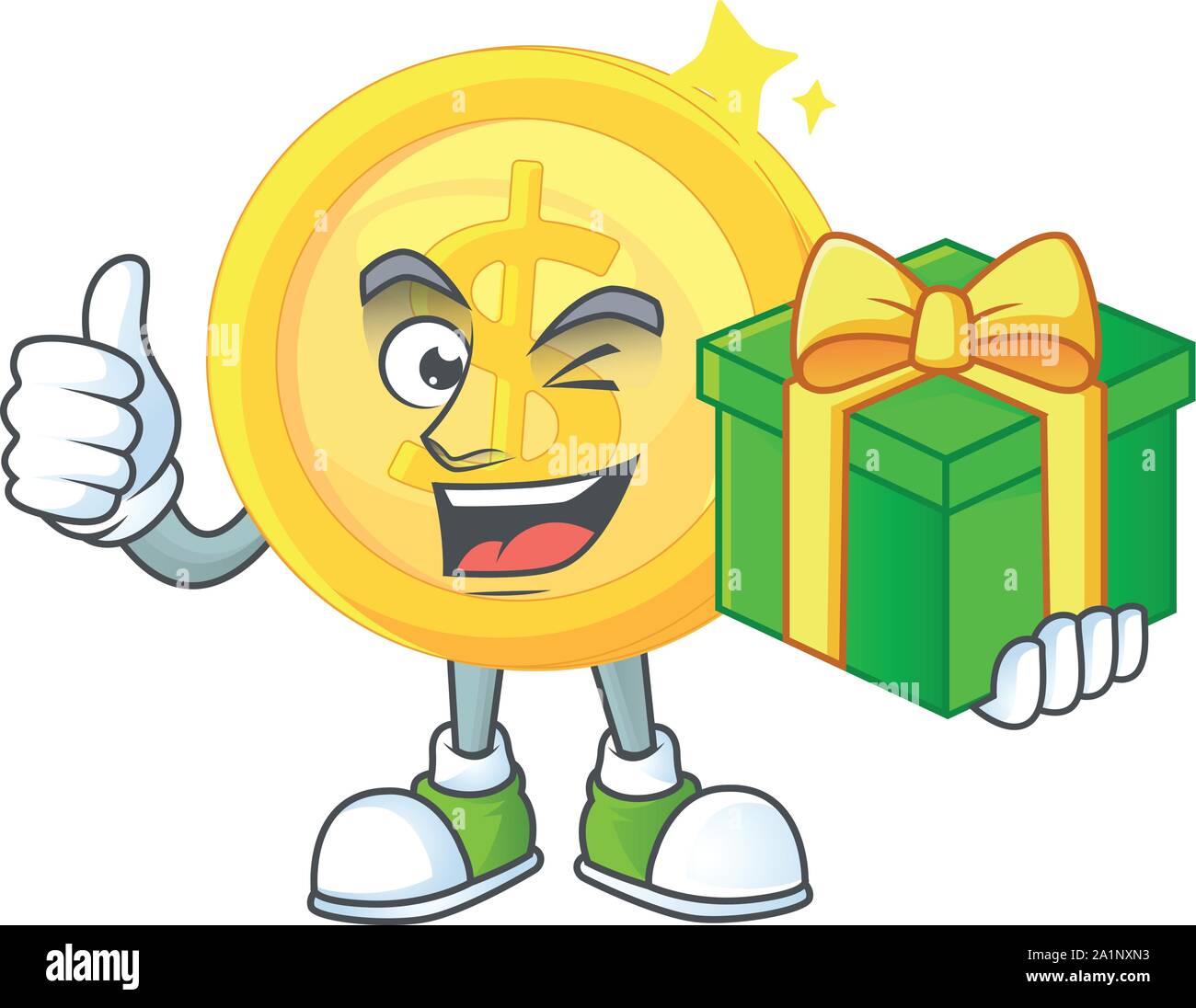 With gift gold coin cartoon character for payment Stock Vector Image ...