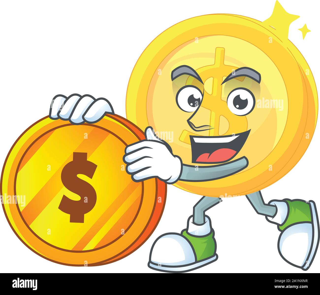 Bring coin gold coin cartoon character mascot style Stock Vector Image ...