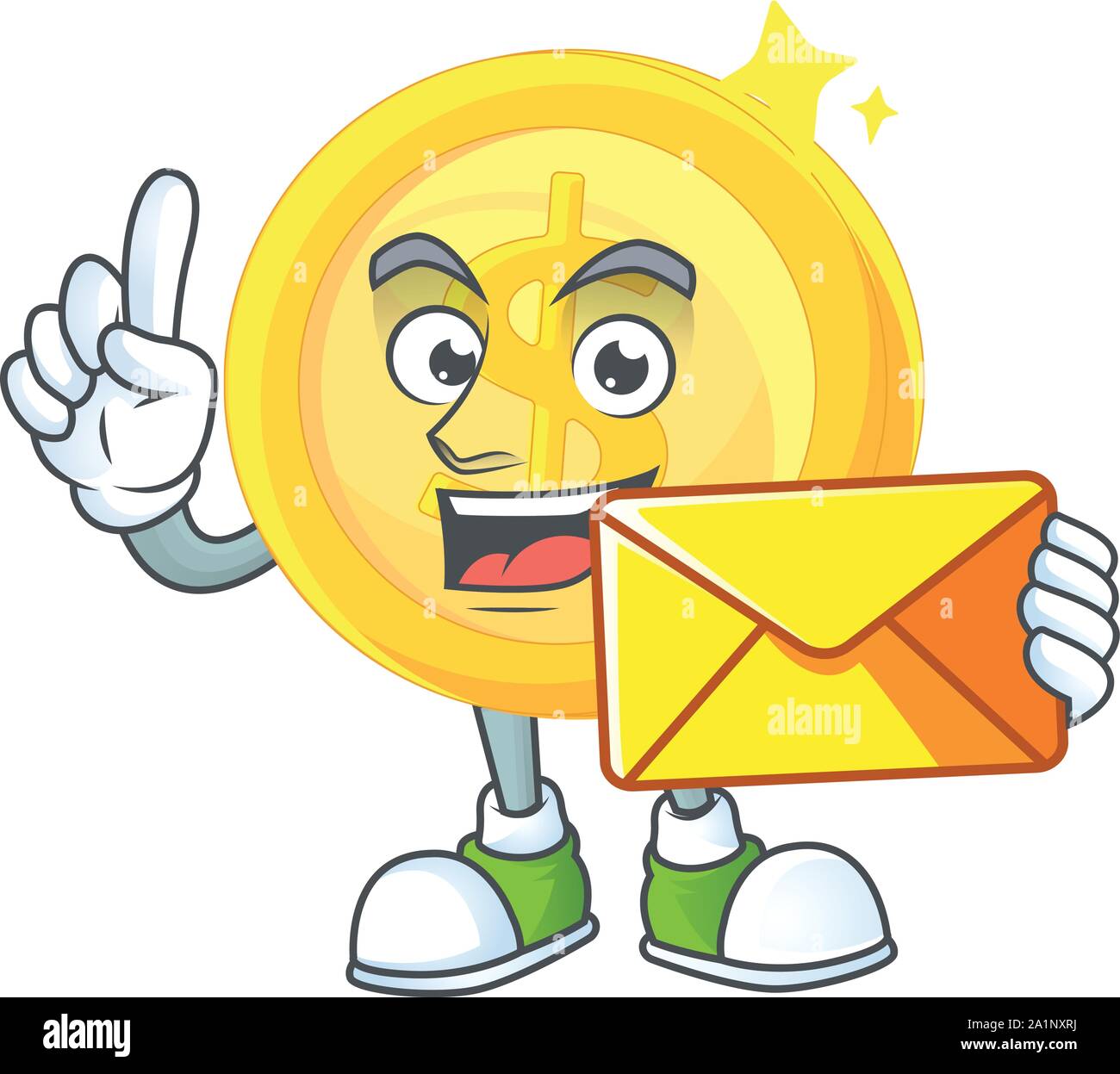 With envelope currency gold coin isolated white background Stock Vector ...