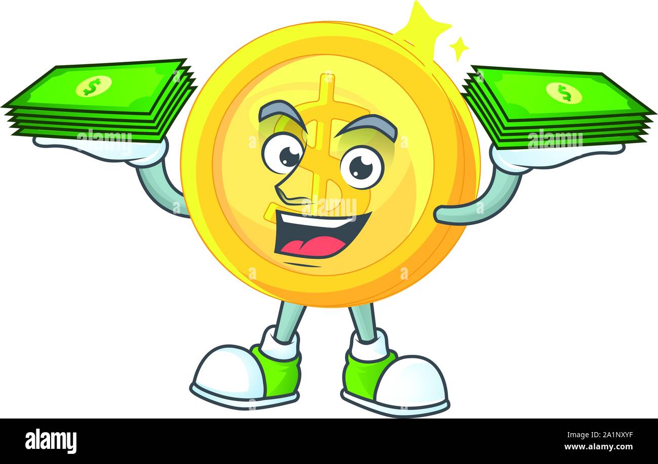 With money bag gold coin cartoon character for payment Stock Vector ...