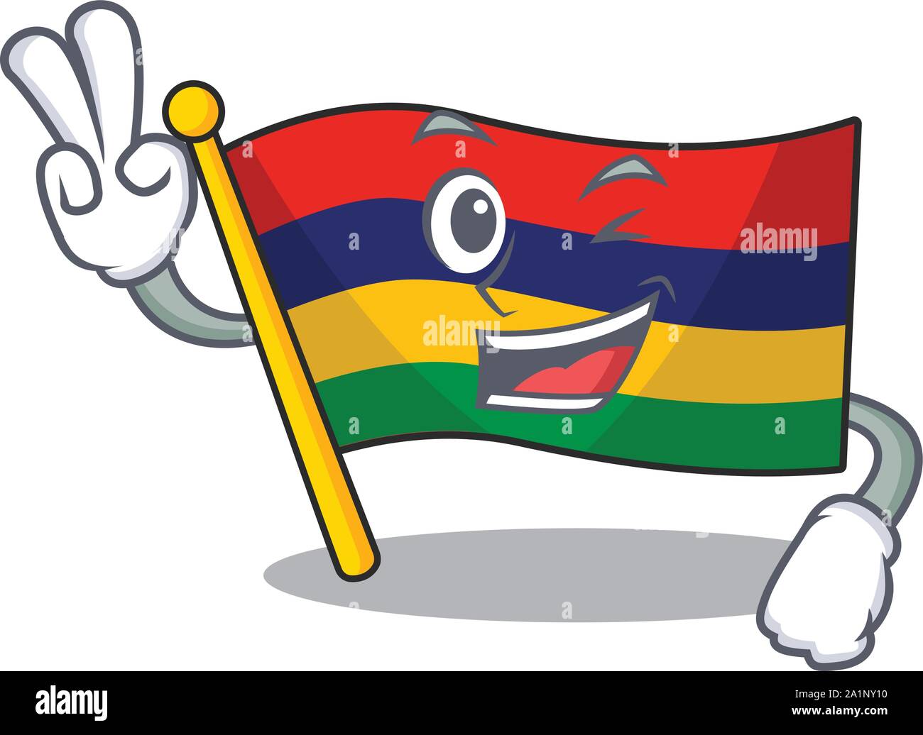 Two finger flag mauritius hoisted above cartoon pole Stock Vector Image ...