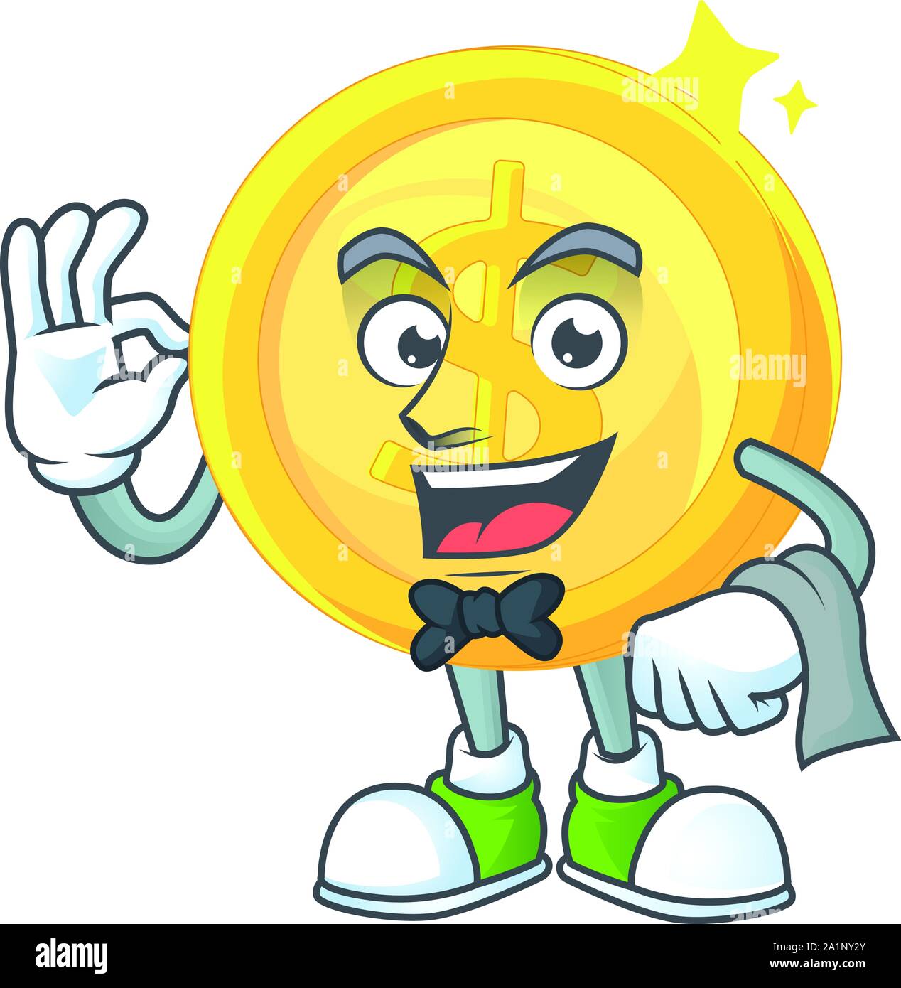 Waiter gold coin cartoon character for payment Stock Vector Image & Art ...