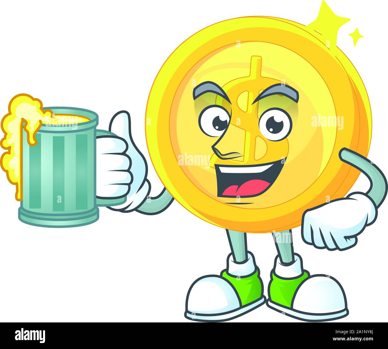 With juice gold coin cartoon character for payment Stock Vector Image ...