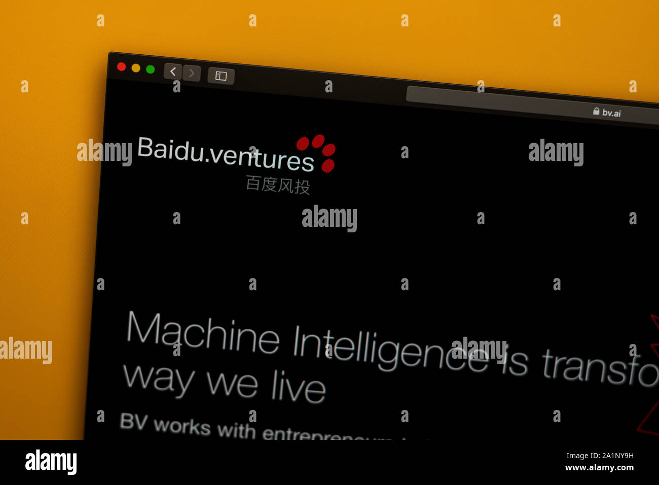 Baidu Ventures company website homepage. Close up of Baidu logo. Can be ...