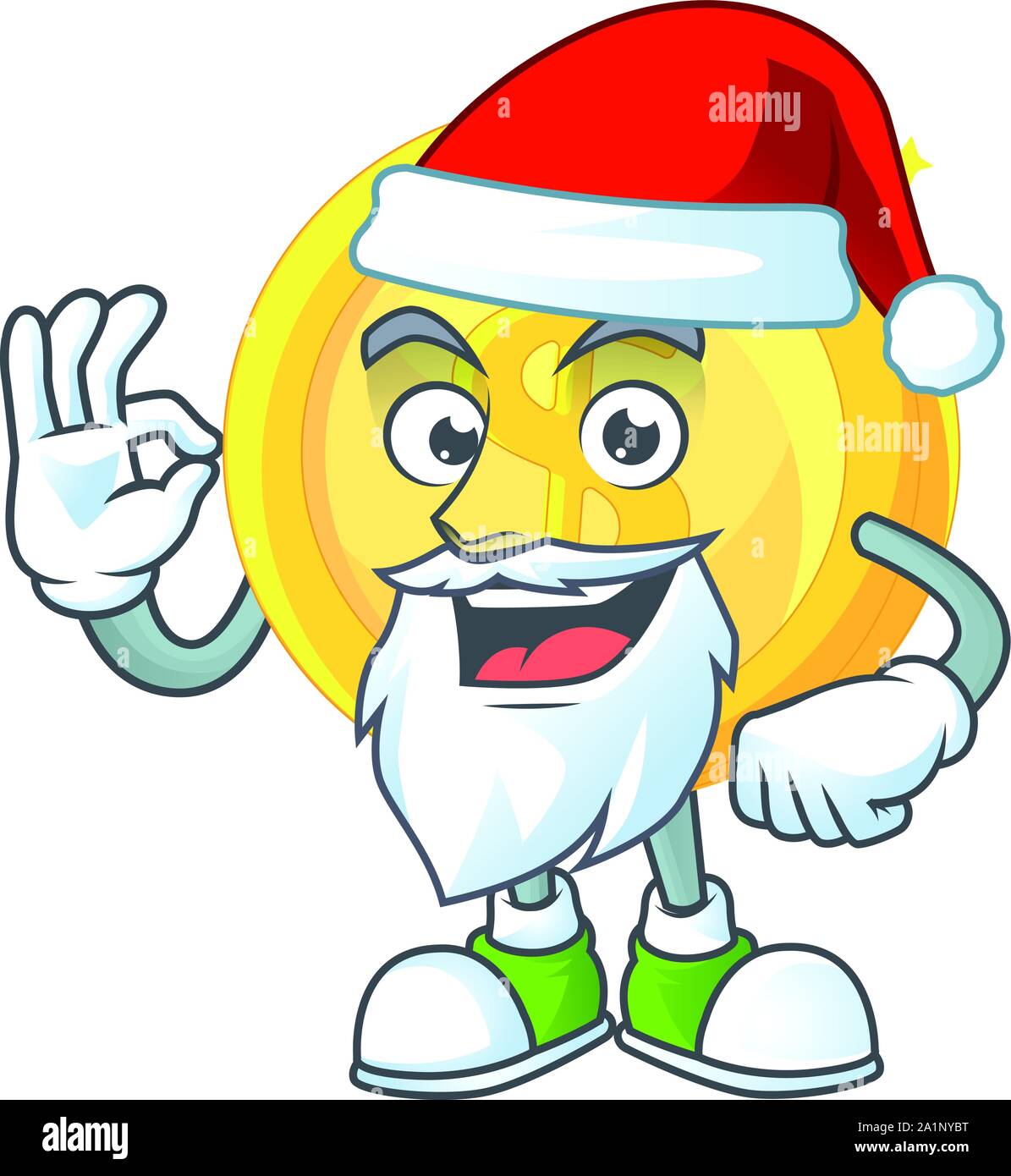 Santa gold coin cartoon character mascot style Stock Vector Image & Art ...