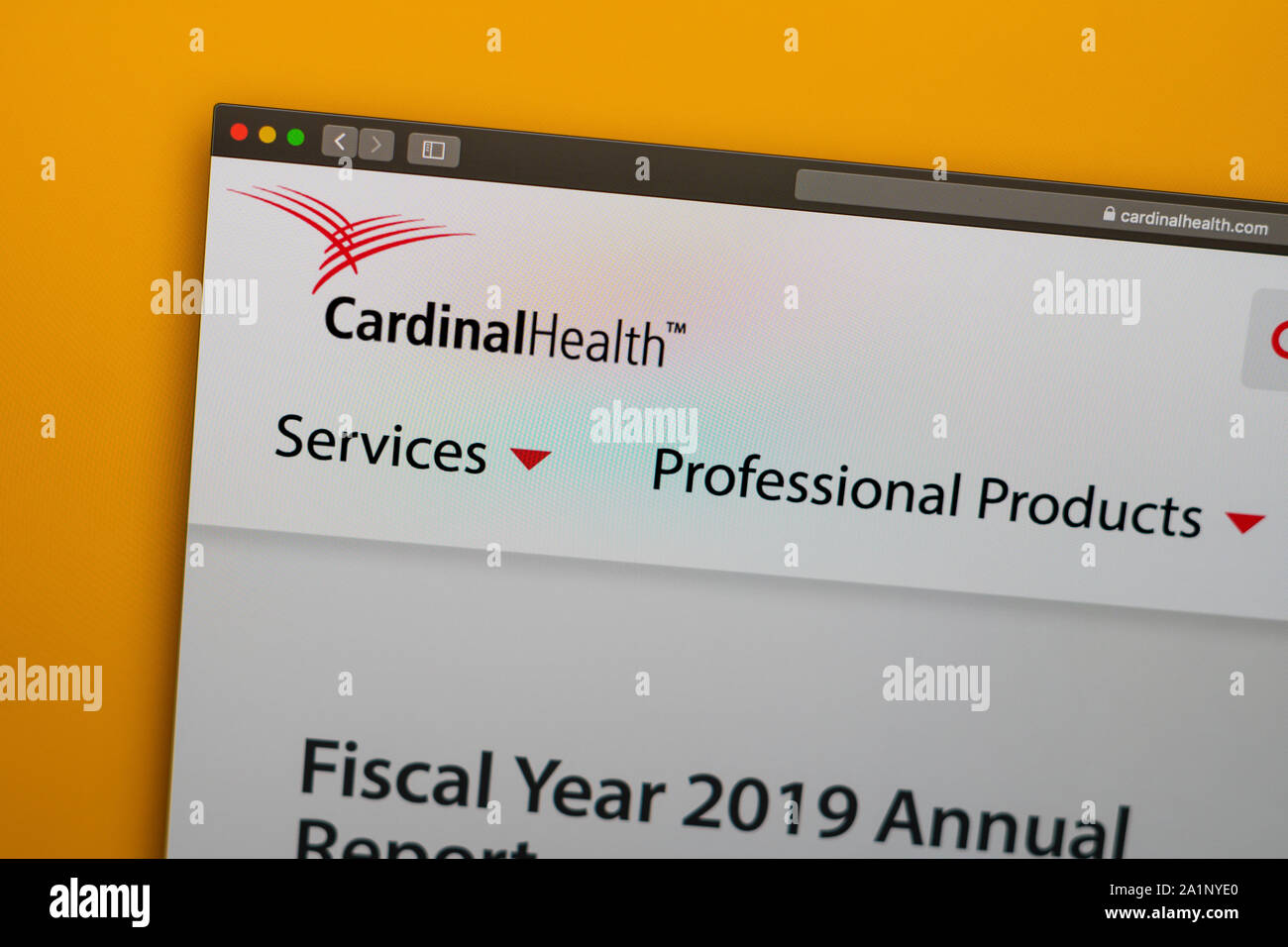 Cardinal Health company website homepage. Close up of CardinalHealth ...