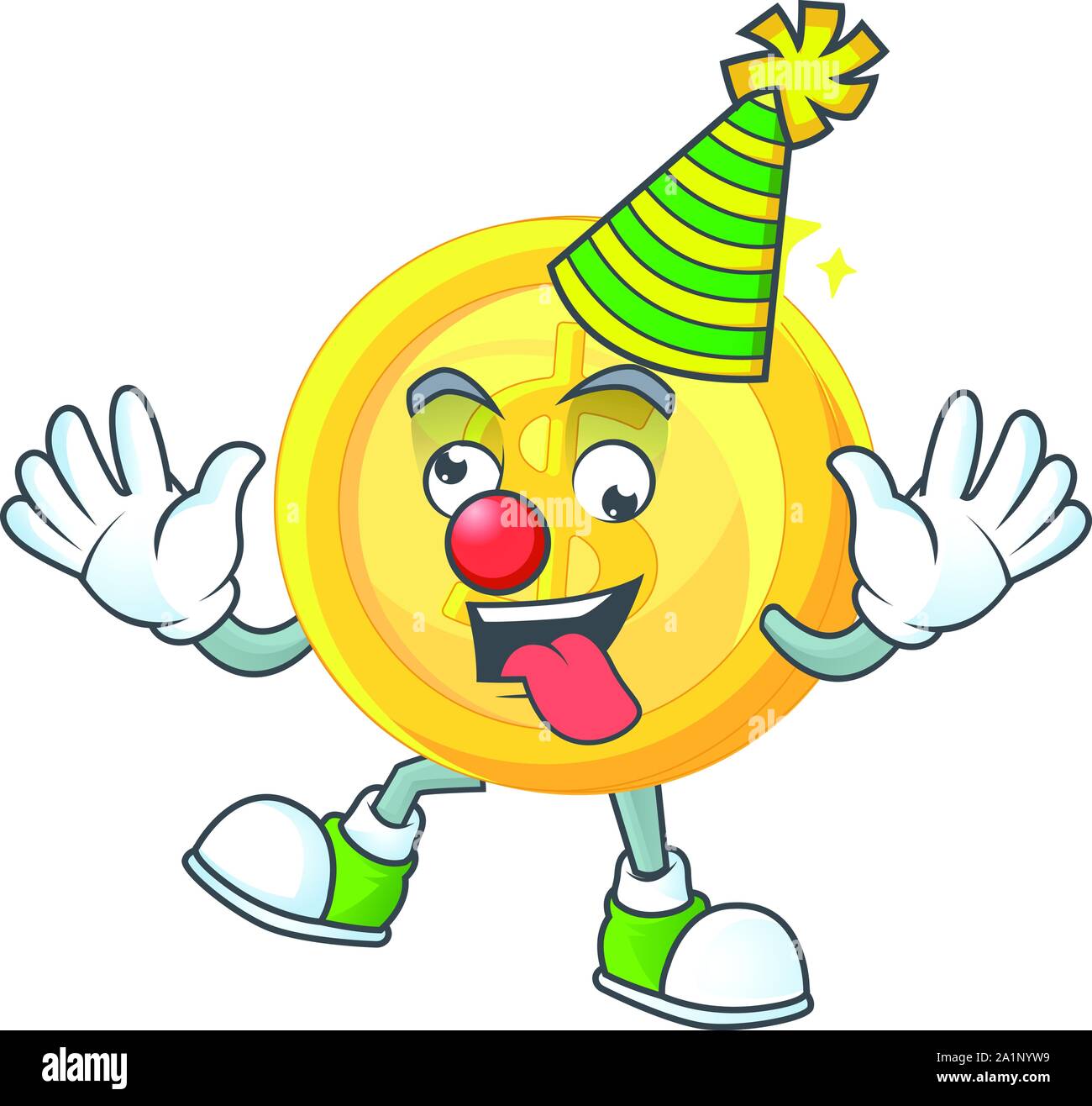Clown gold coin cartoon character mascot style Stock Vector Image & Art ...