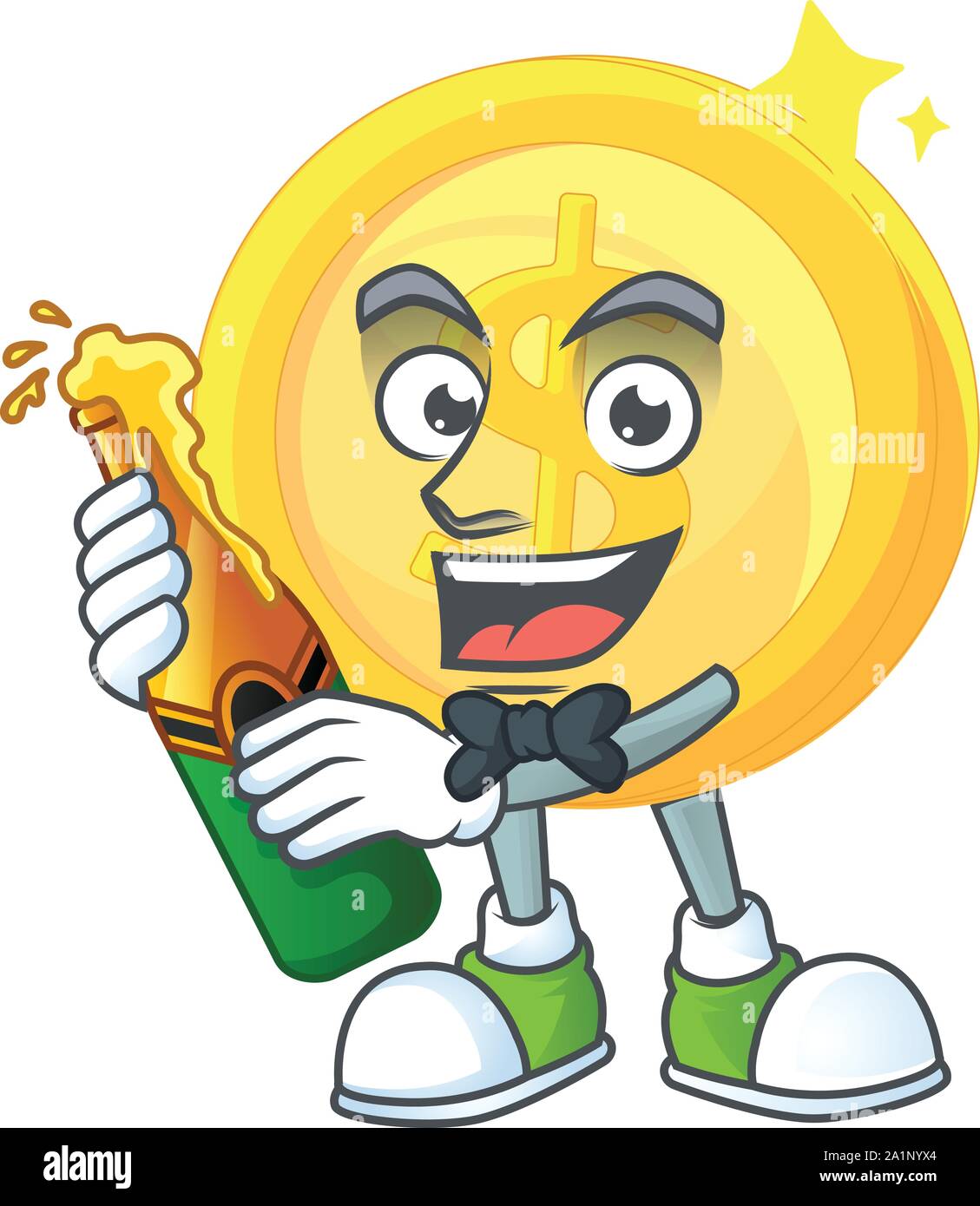 With beer gold coin cartoon character mascot style Stock Vector Image ...