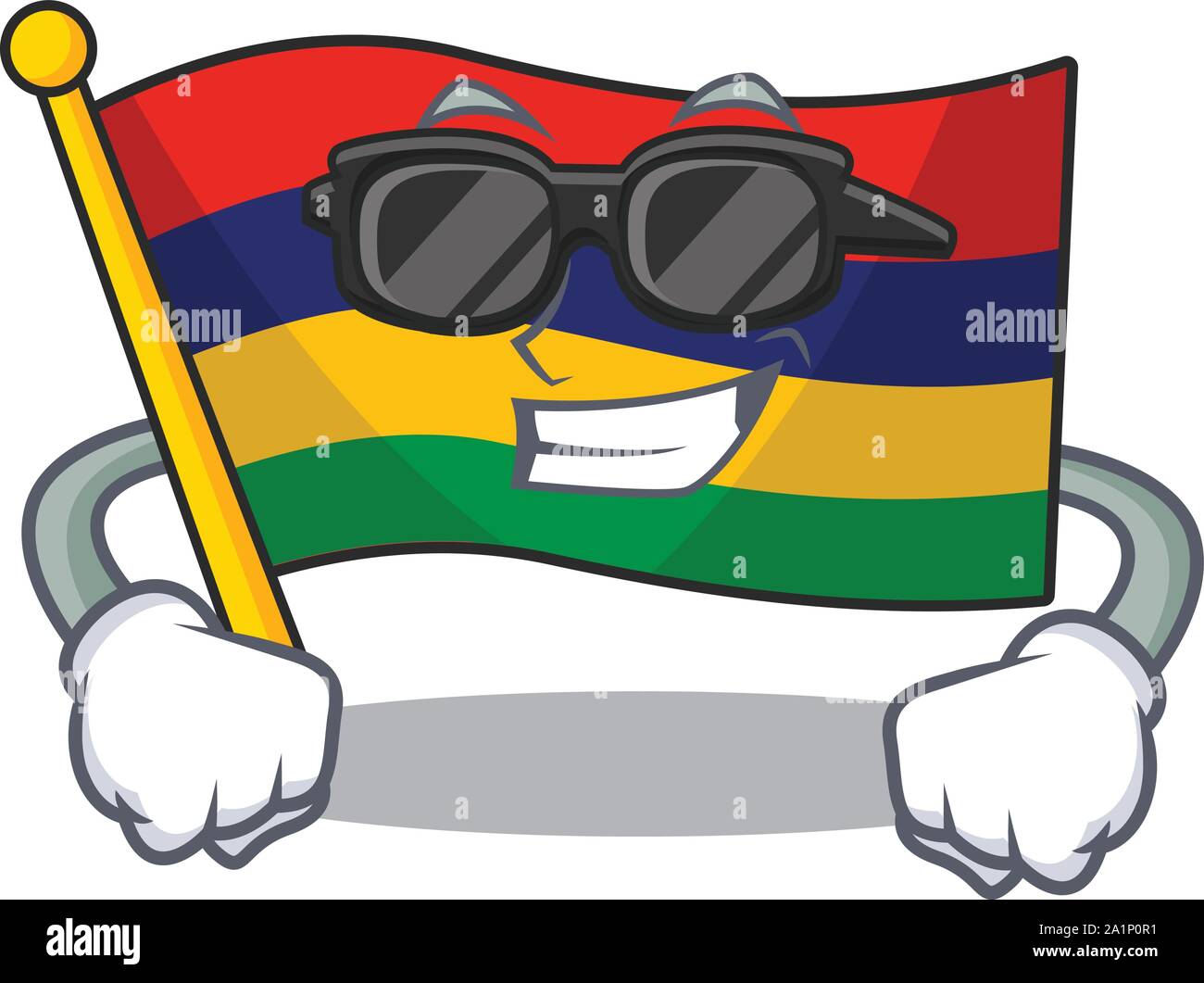 Super cool flag mauritius hoisted above cartoon pole Stock Vector Image ...