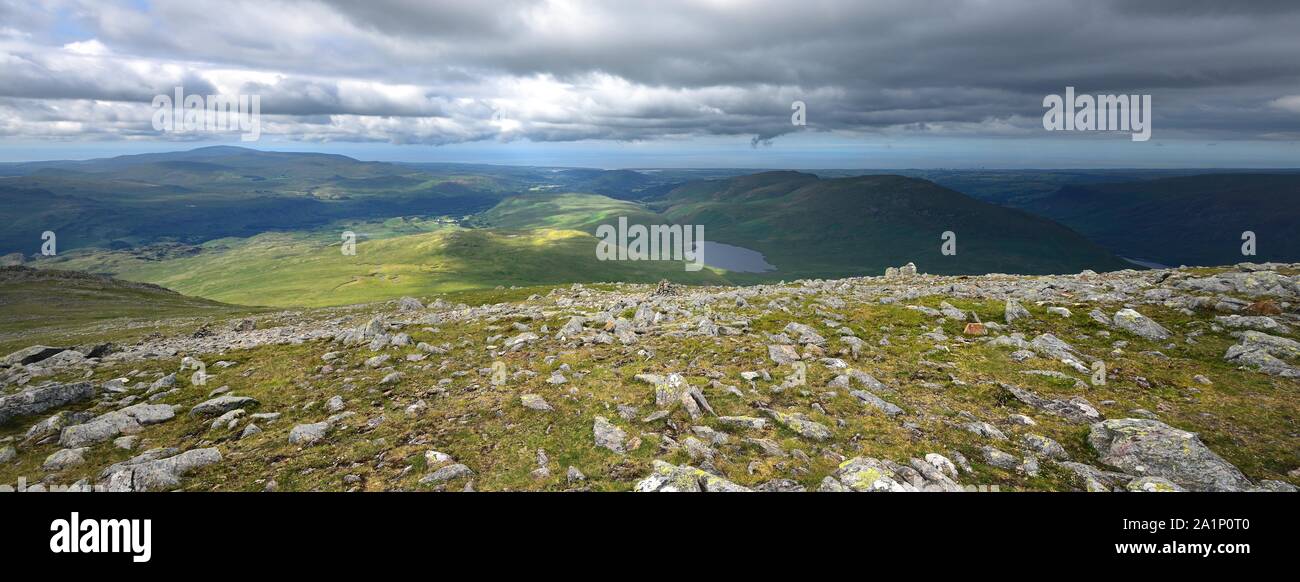 The tarns from the summit of Scafell Stock Photo - Alamy