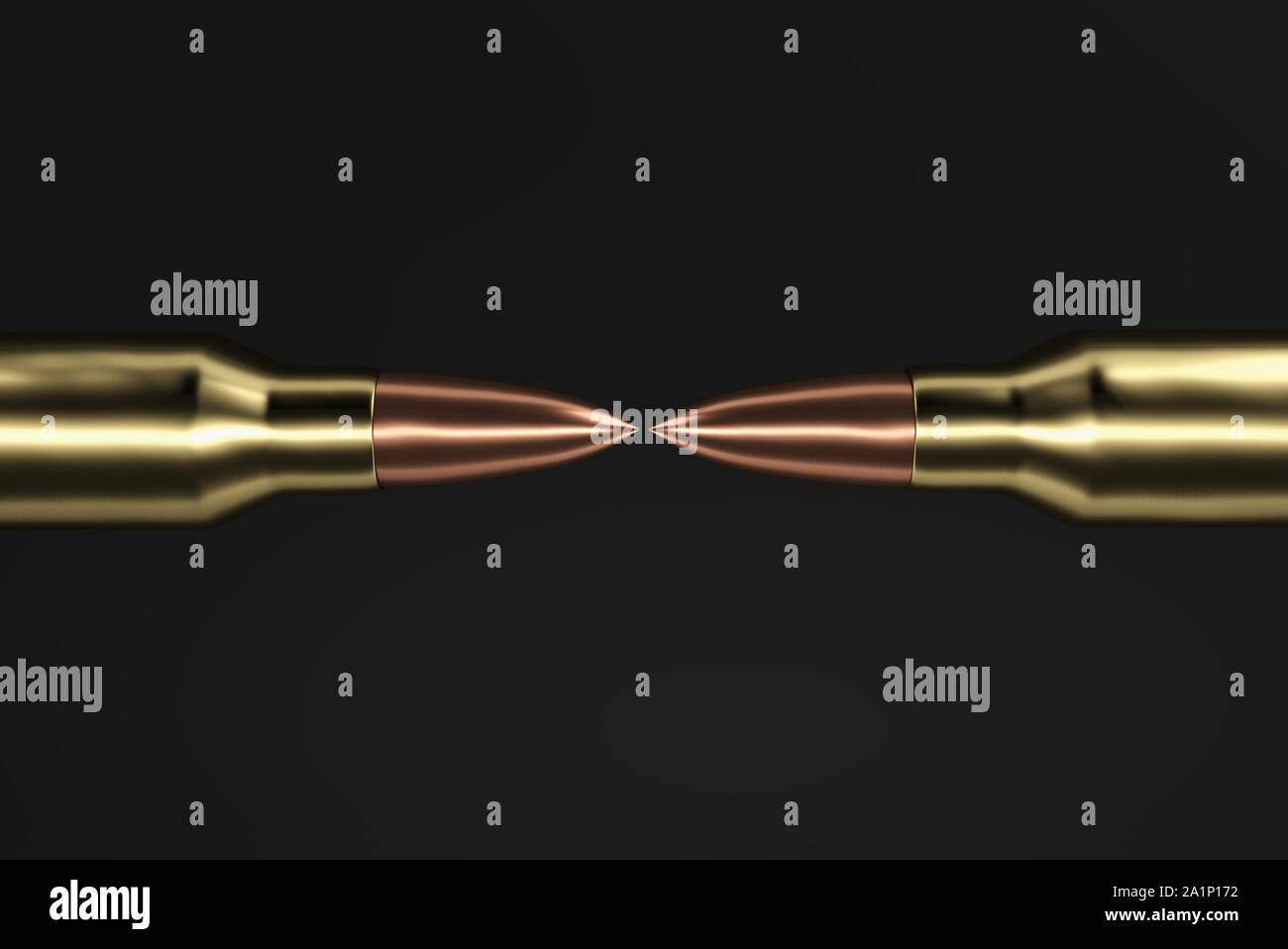 5.56 mm rifle bullets facing each other Stock Photo - Alamy