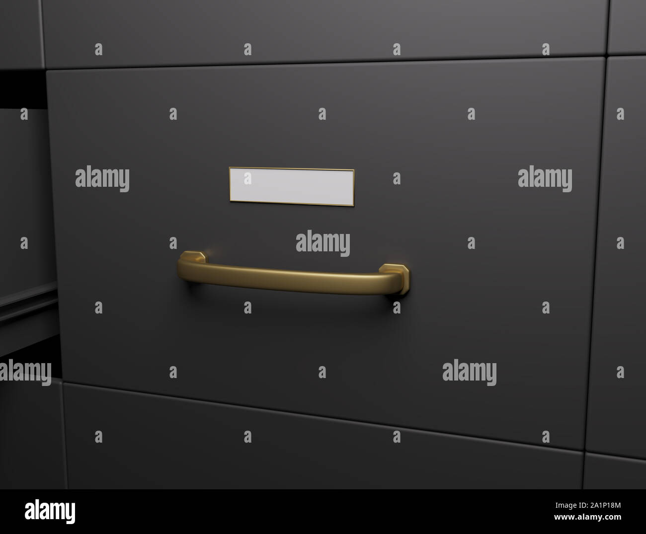 Document drawer with golden handle Stock Photo - Alamy