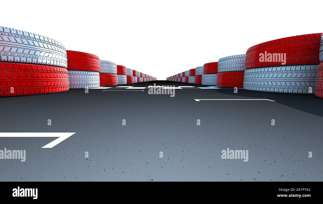 Motor racing track at a sports venue showing dividing finish line on ...