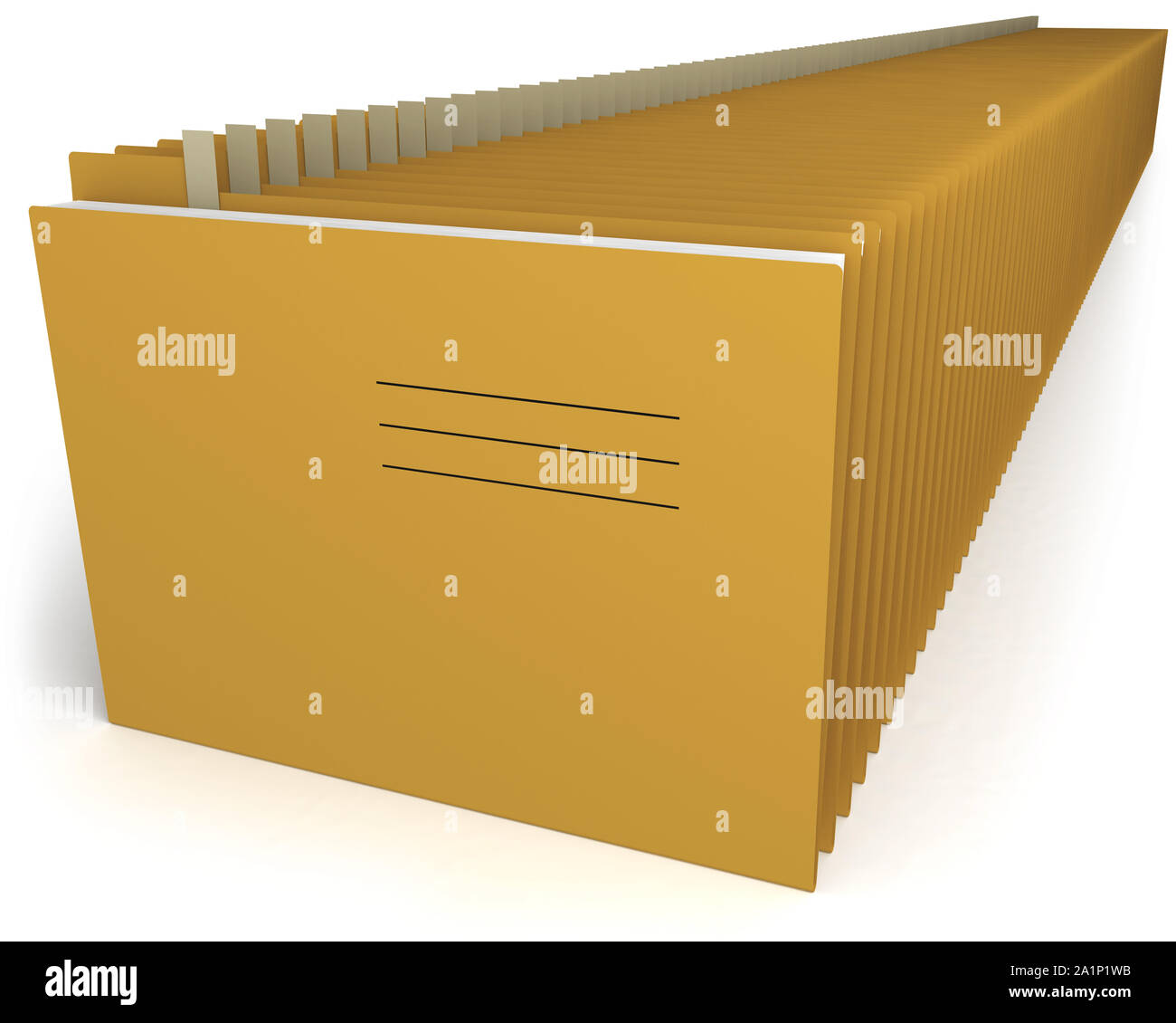Organized folders in a row, Over white background, Clipping path ...