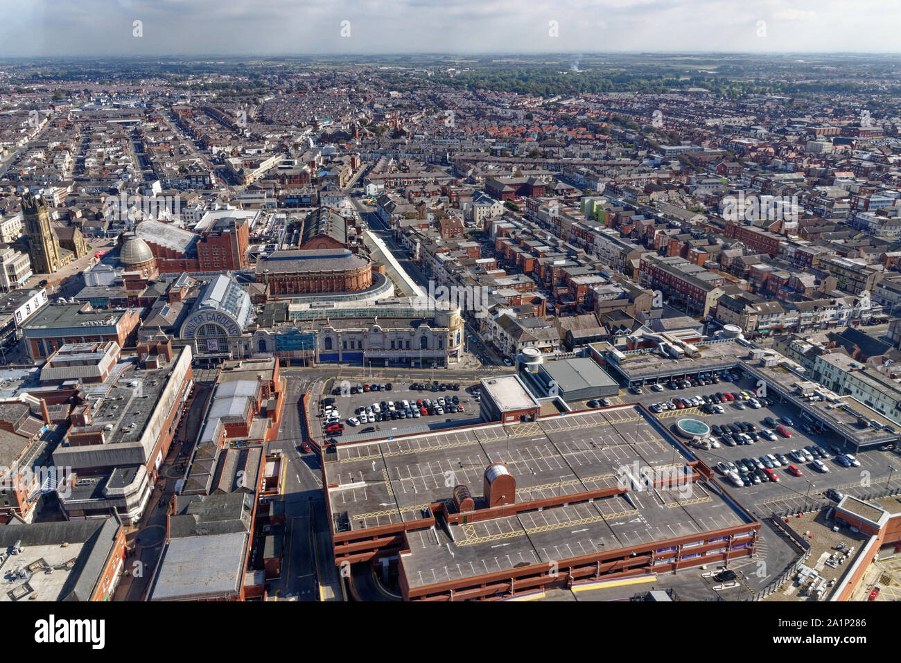 An aerial view of blackpool tower and beach hi-res stock photography ...