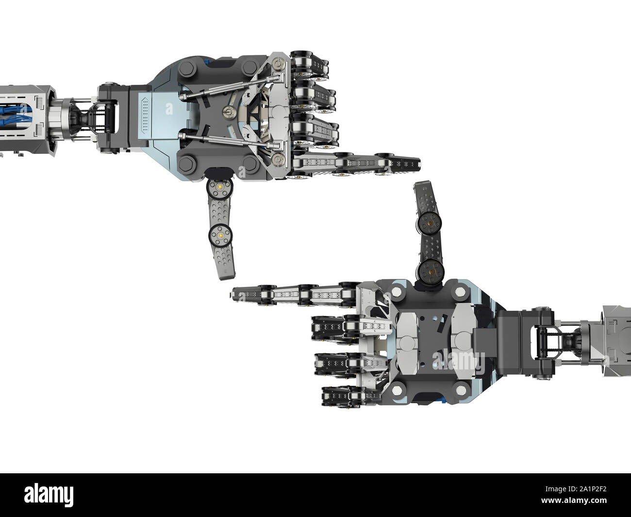 3d rendering robotic hand measure with fingers isolated on white Stock ...