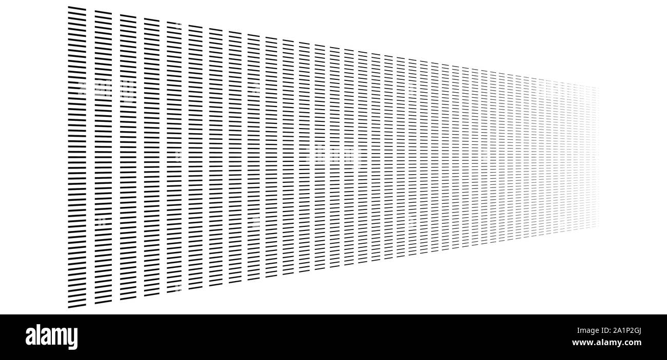 3d segmented, dashed lines geometric pattern. Vanish, diminish strips ...