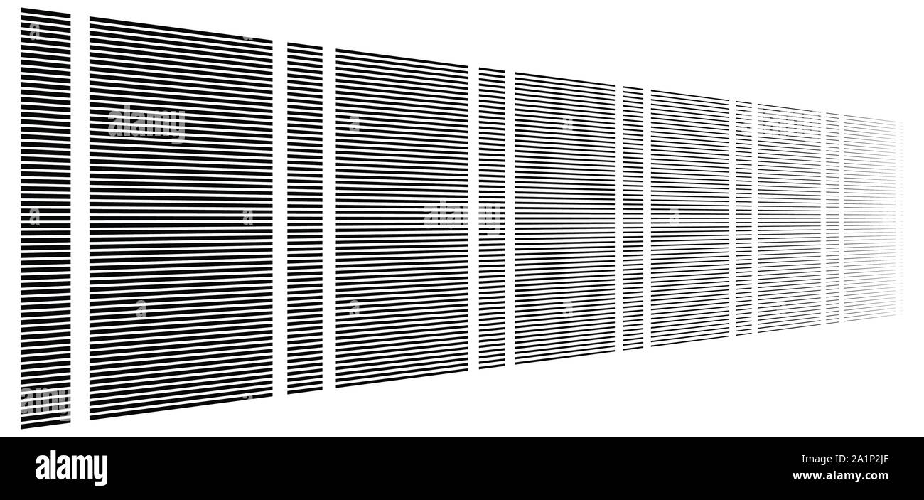 3d segmented, dashed lines geometric pattern. Vanish, diminish strips ...
