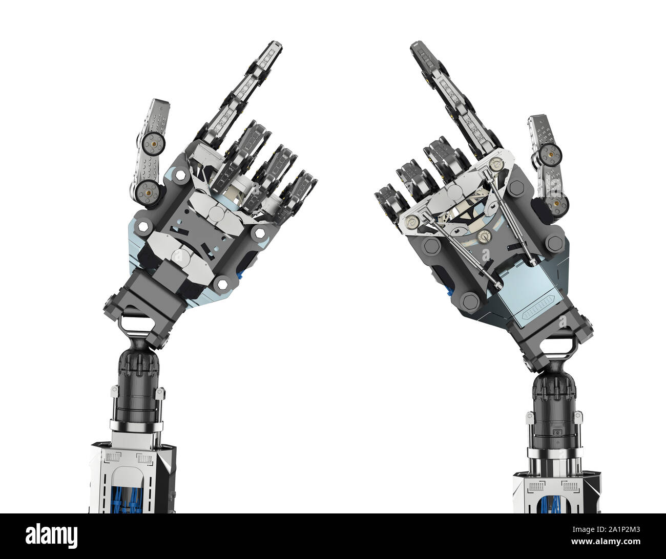 3d rendering robotic hand or cyborg hand finger point isolated Stock ...