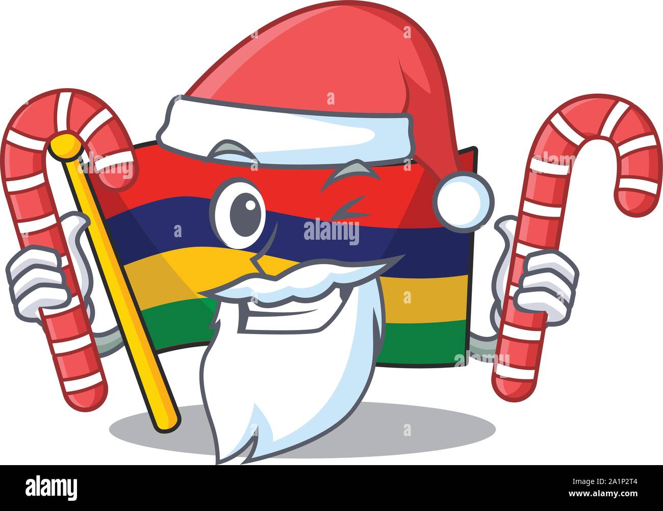 Santa with candy flag mauritius in the character shape Stock Vector ...