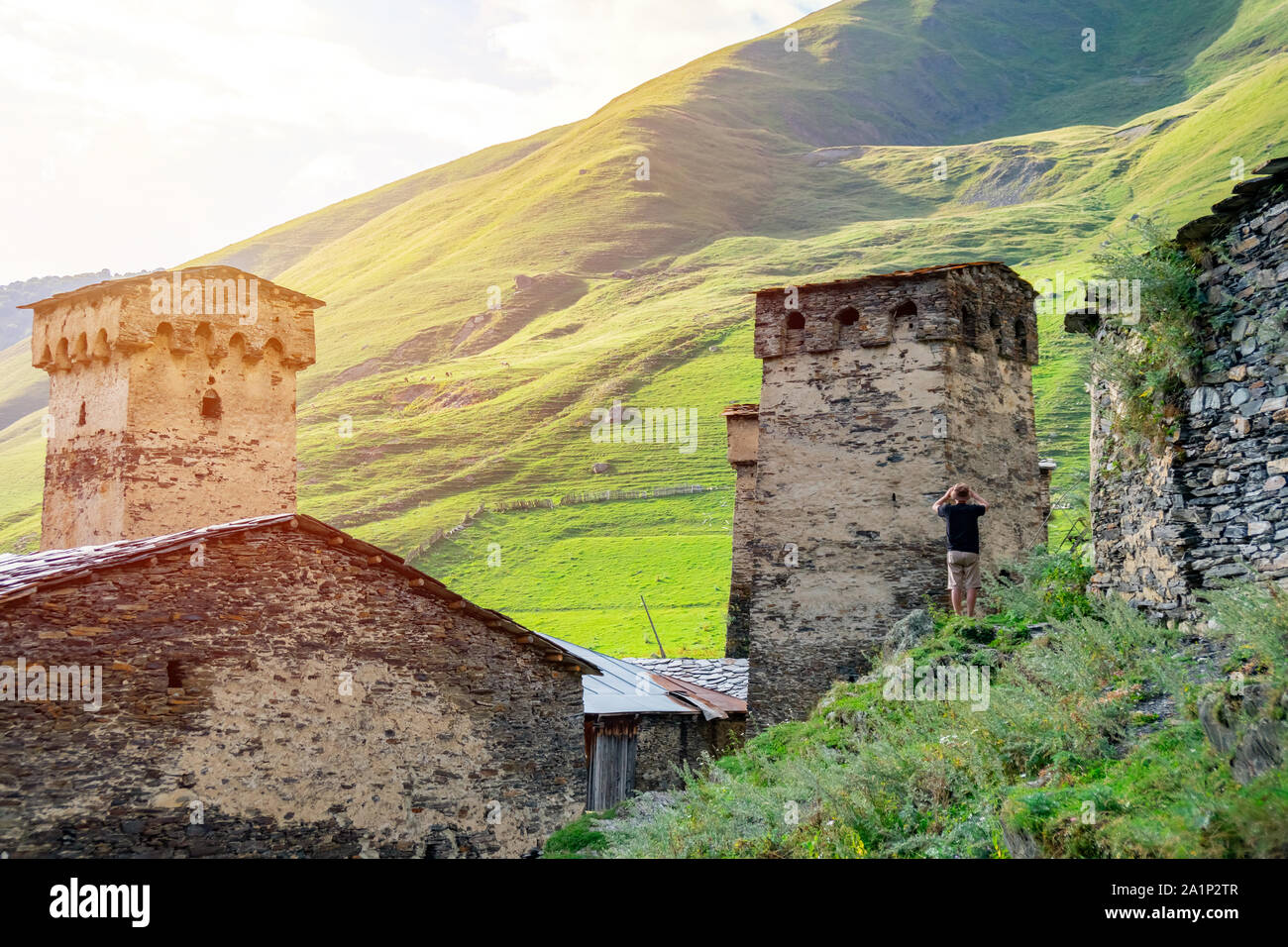 Traditional ancient Svan Towers in Ushguli village, Svaneti, Caucasus ...