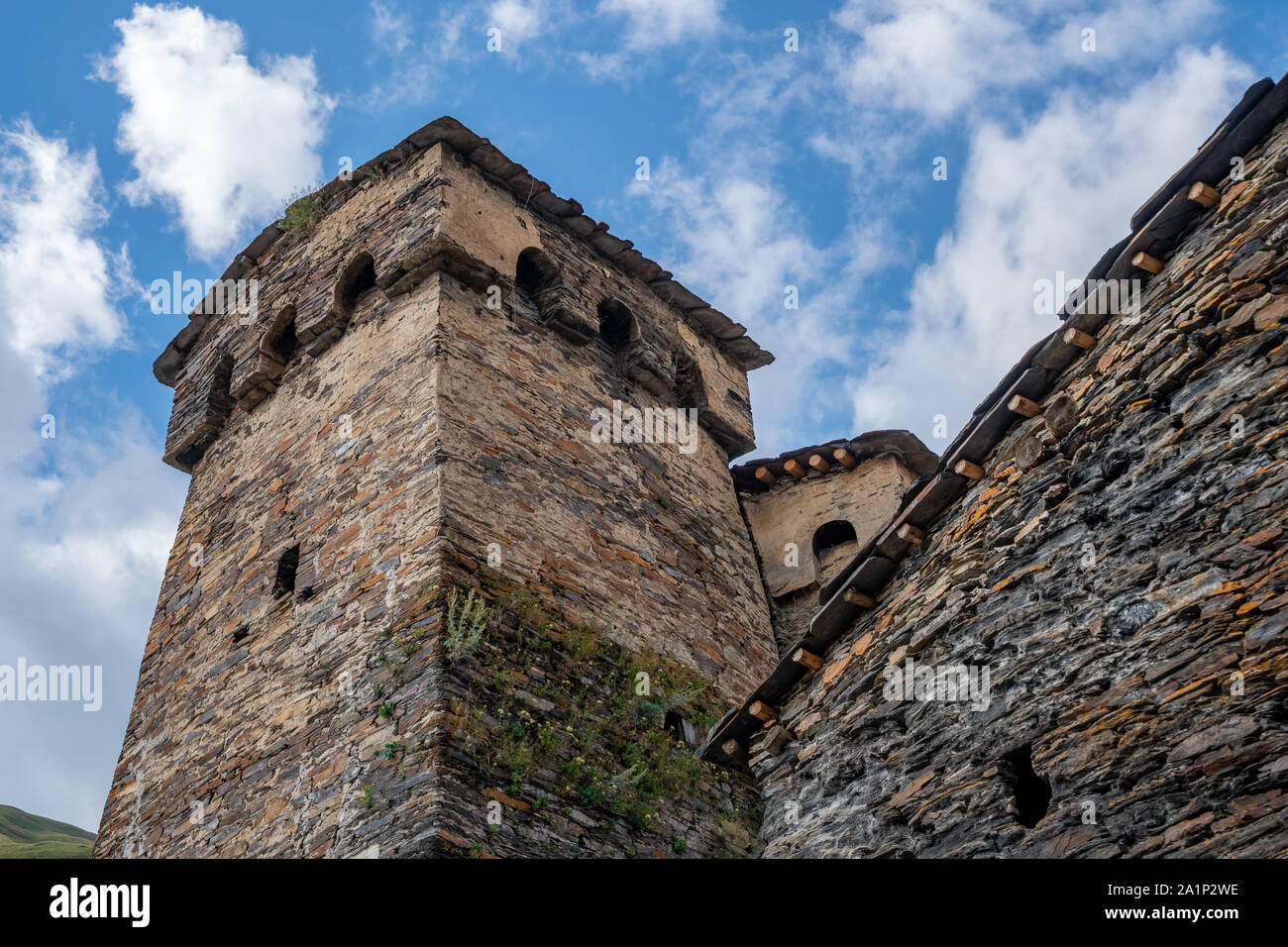 Traditional ancient Svan Towers in Ushguli village, Svaneti, Caucasus ...