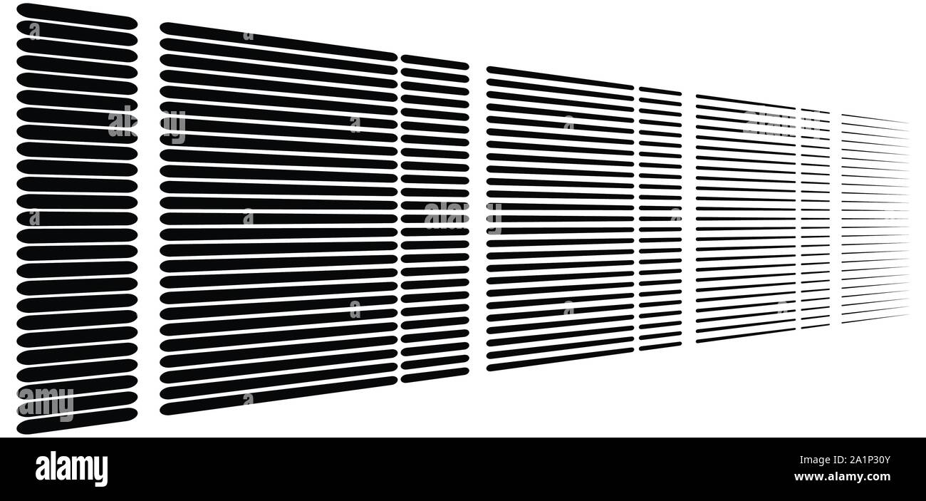 3d segmented, dashed lines geometric pattern. Vanish, diminish strips ...