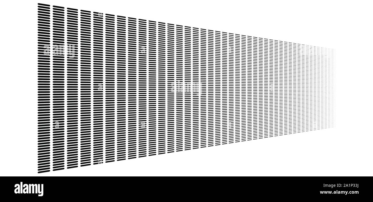 3d segmented, dashed lines geometric pattern. Vanish, diminish strips ...
