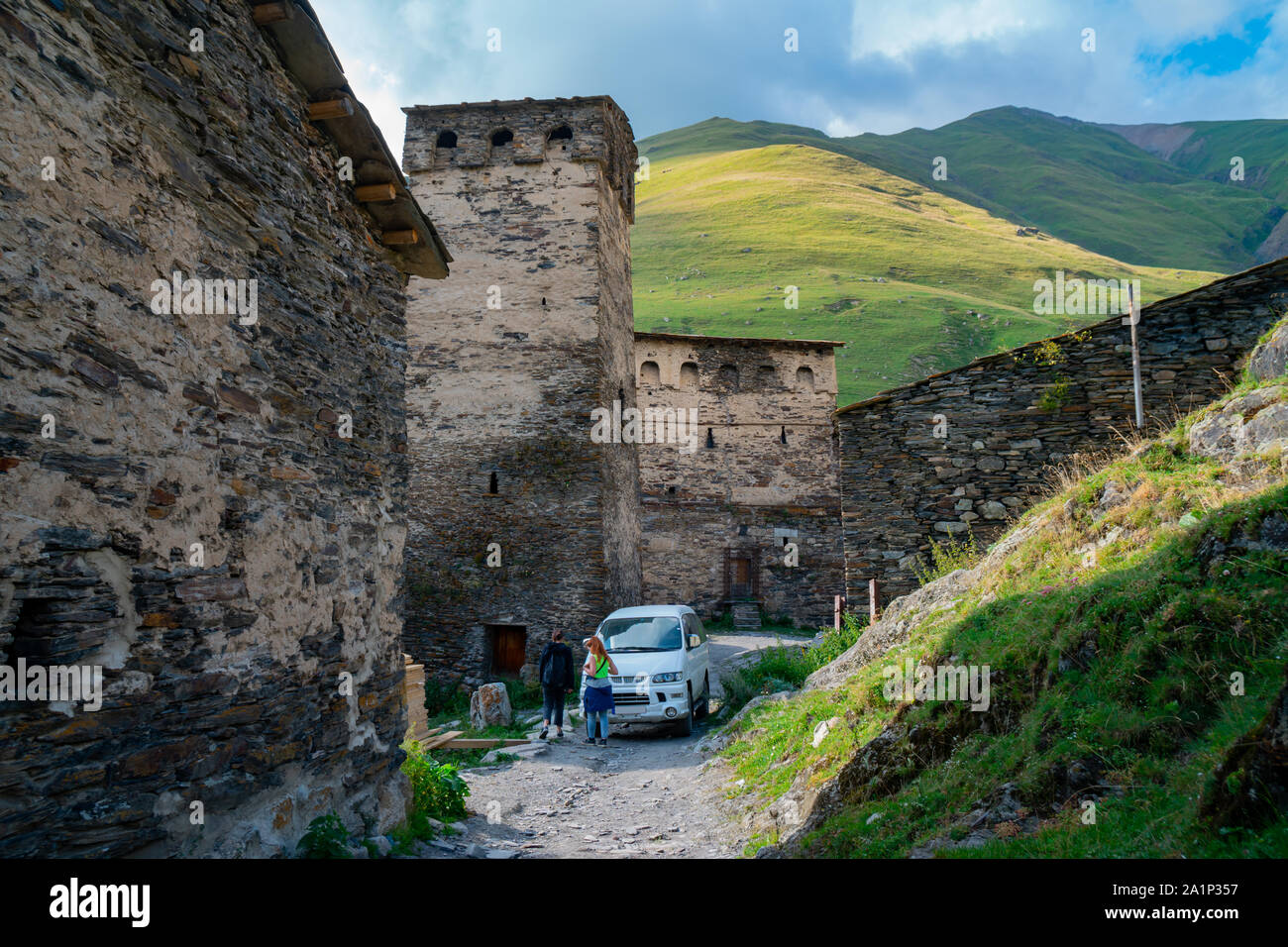 Traditional ancient Svan Towers in Ushguli village, Svaneti, Caucasus ...