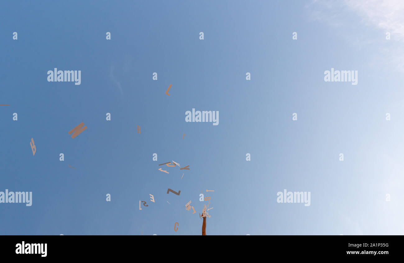 letters in the sky falling Stock Photo - Alamy