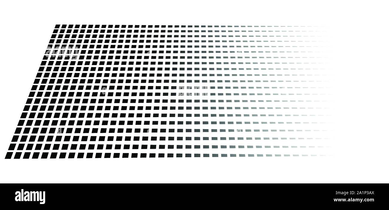 3d segmented, dashed lines geometric pattern. vanish, diminish lines in perspective. irregular ...