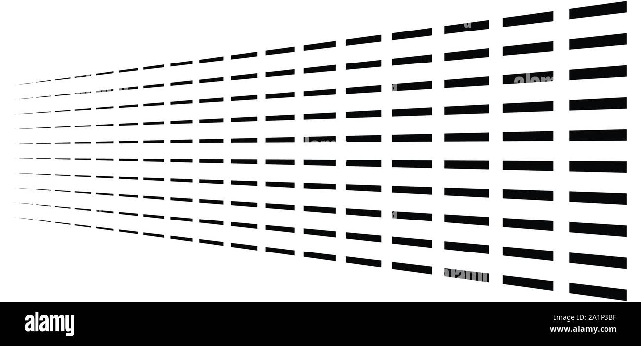 3d segmented, dashed lines geometric pattern. Vanish, diminish strips ...