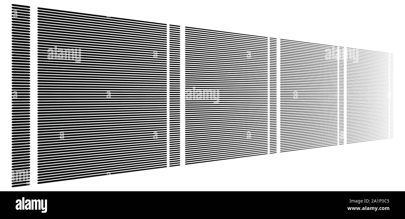 3d segmented, dashed lines geometric pattern. Vanish, diminish strips ...