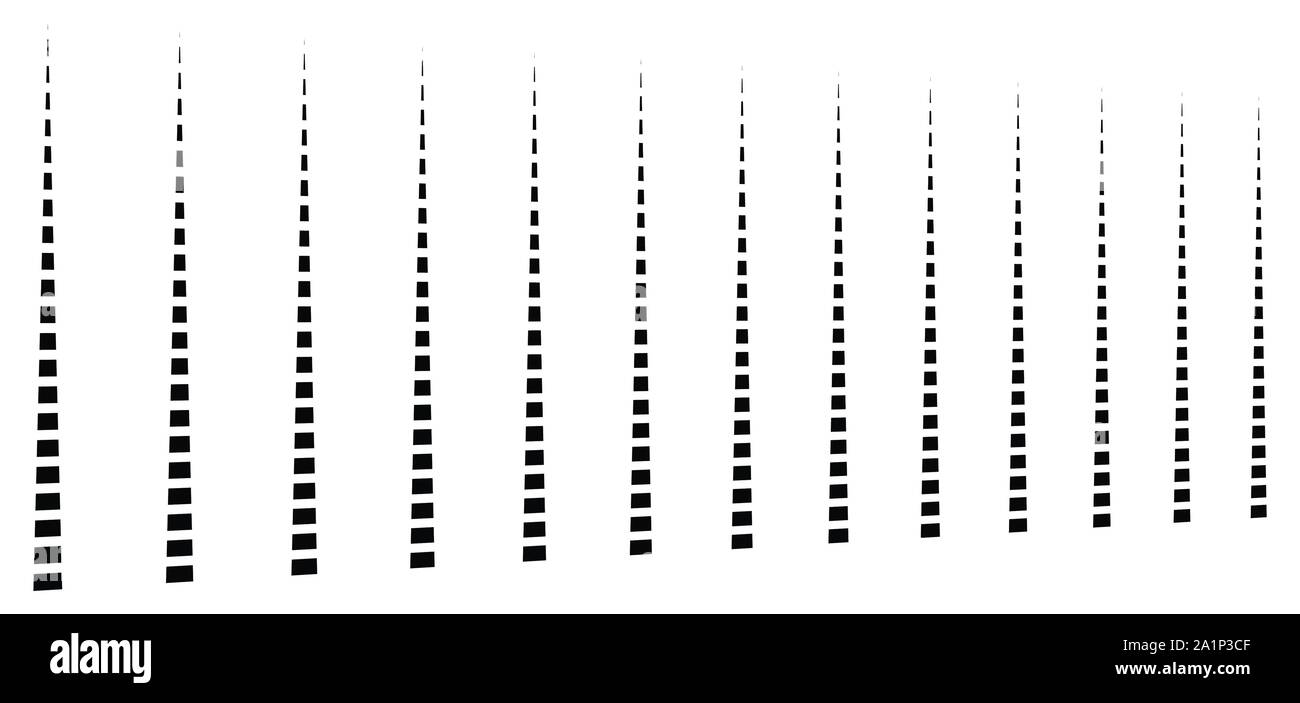 3d dashed lines geometric pattern. Irregular stripes in perspective ...