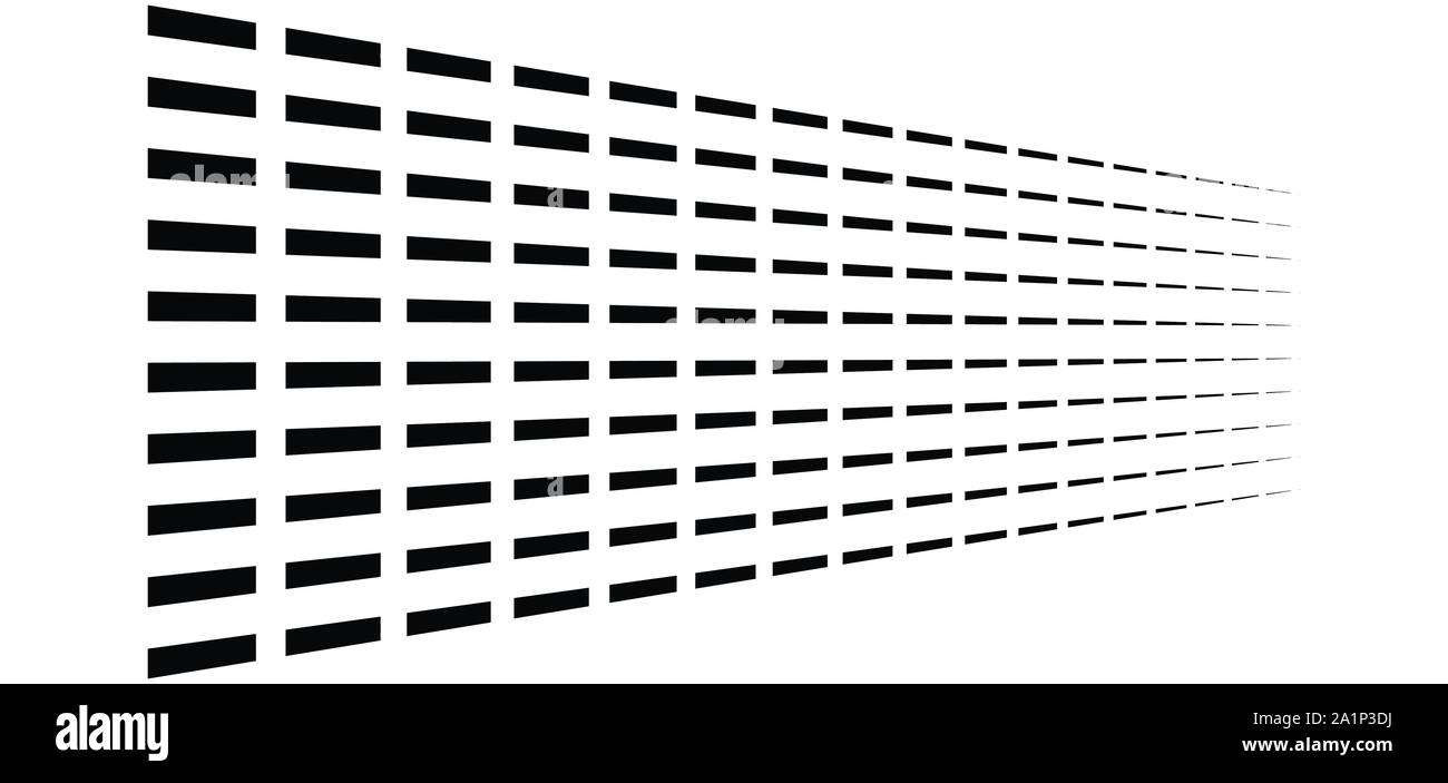 3d segmented, dashed lines geometric pattern. Vanish, diminish strips ...