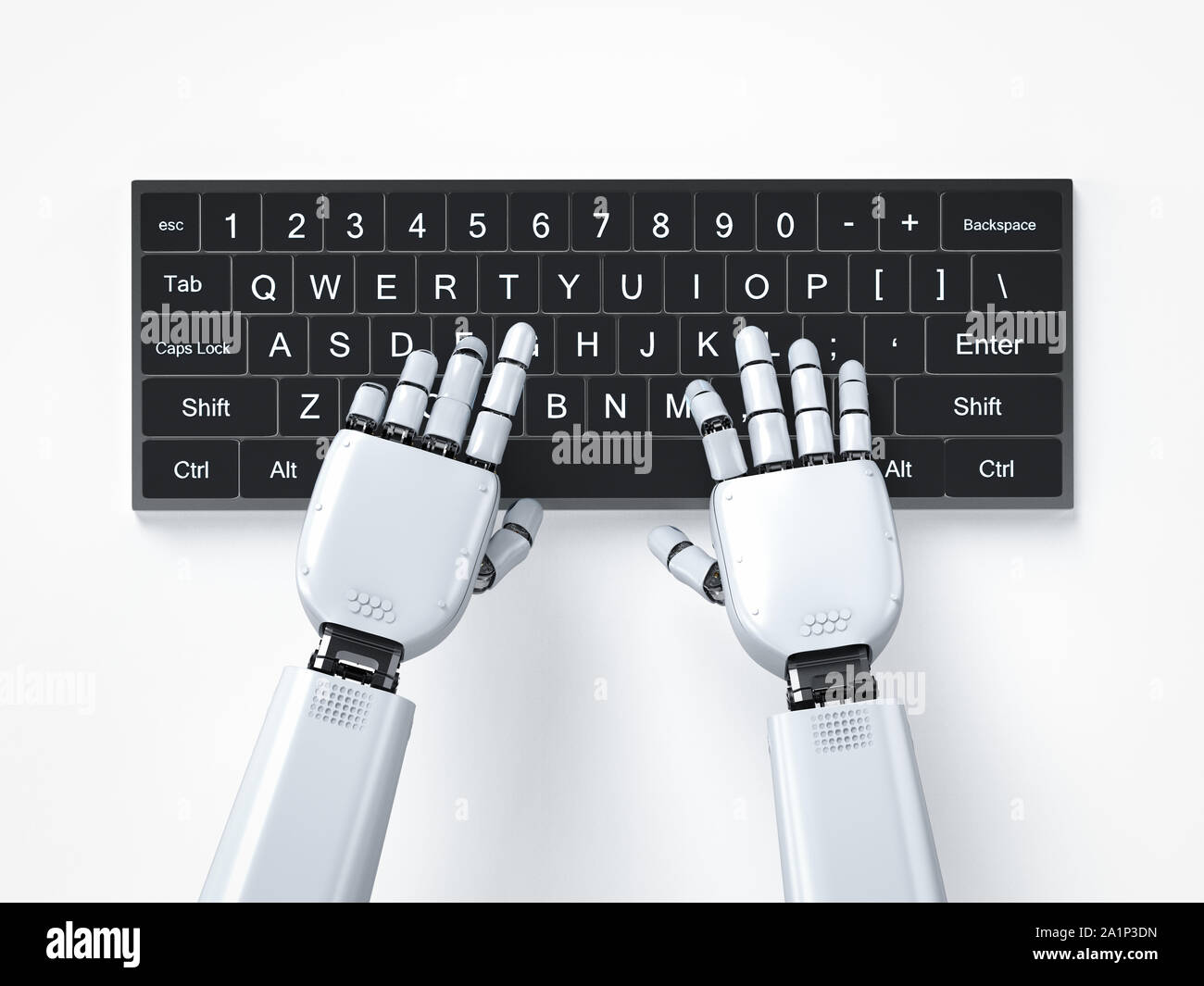 3d rendering robot hand working with computer keyboard Stock Photo - Alamy