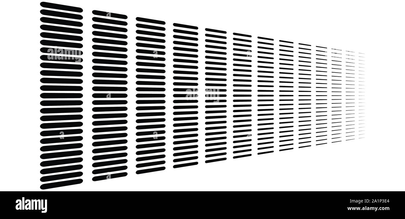 3d segmented, dashed lines geometric pattern. Vanish, diminish strips ...