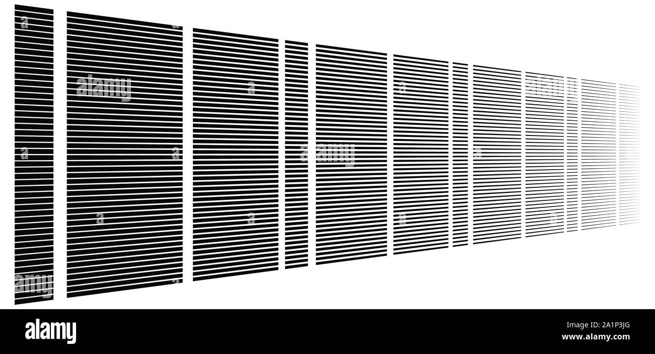 3d segmented, dashed lines geometric pattern. Vanish, diminish strips ...