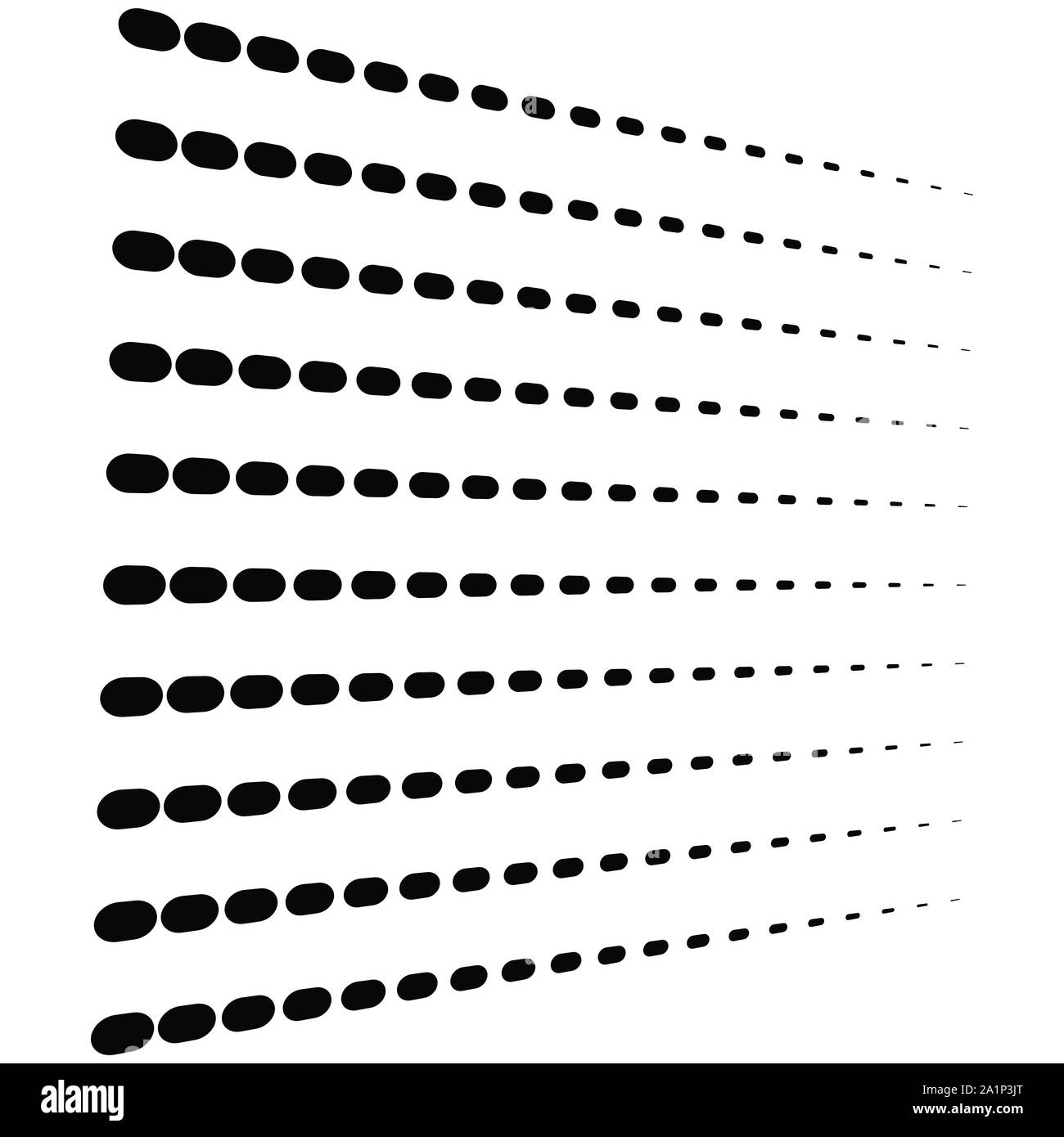 3d segmented, dashed lines geometric pattern. Vanish, diminish strips ...