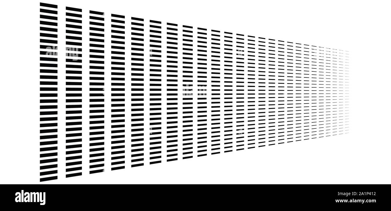 3d segmented, dashed lines geometric pattern. Vanish, diminish strips ...