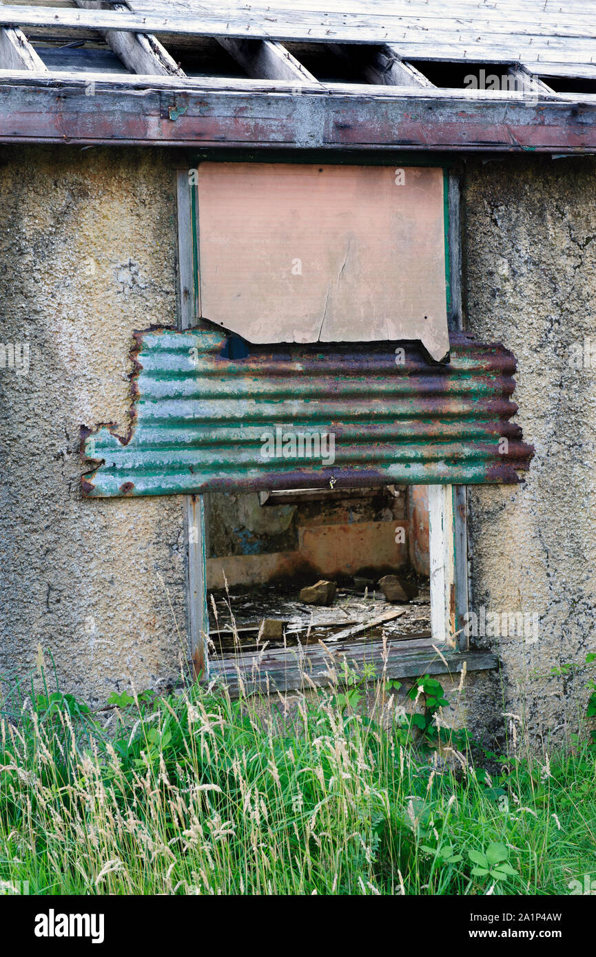 Ruins after Fire, House with damaged Window and roof Stock Photo - Alamy