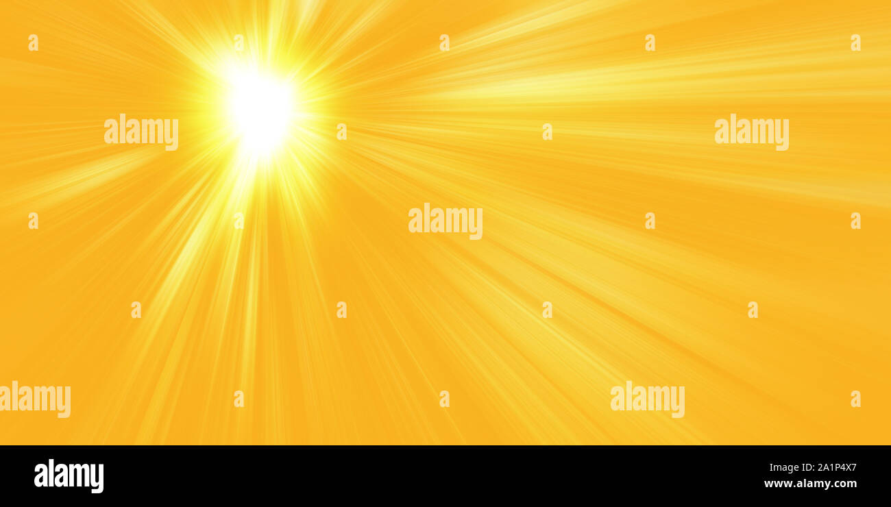 Sunrays, warm sun on a yellow background Stock Photo - Alamy
