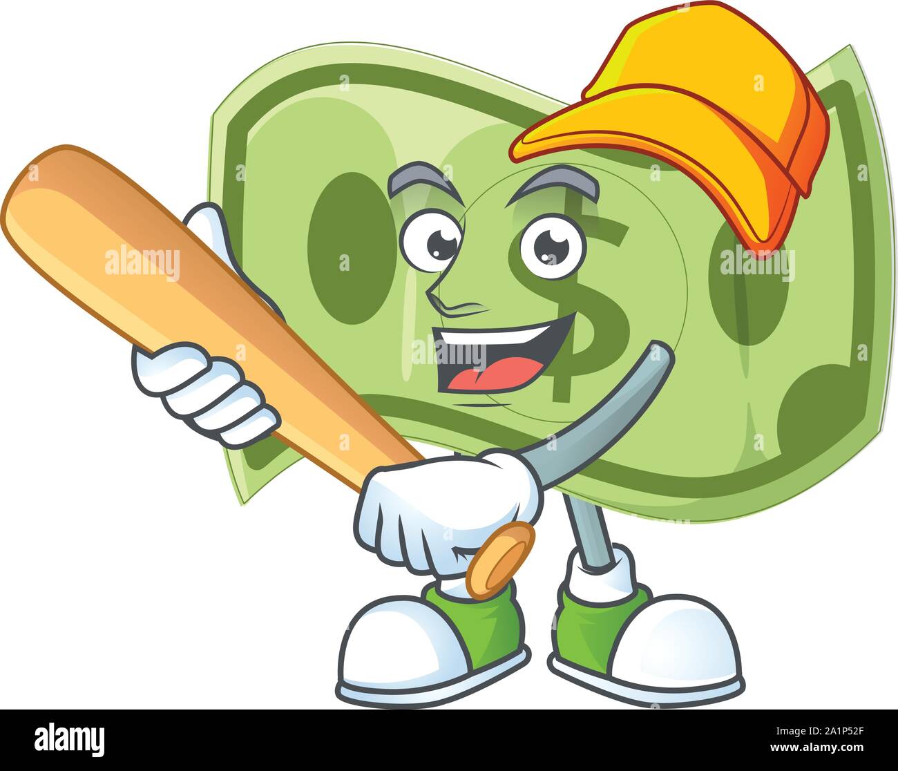 Playing baseball paper money cartoon character with mascot Stock Vector ...