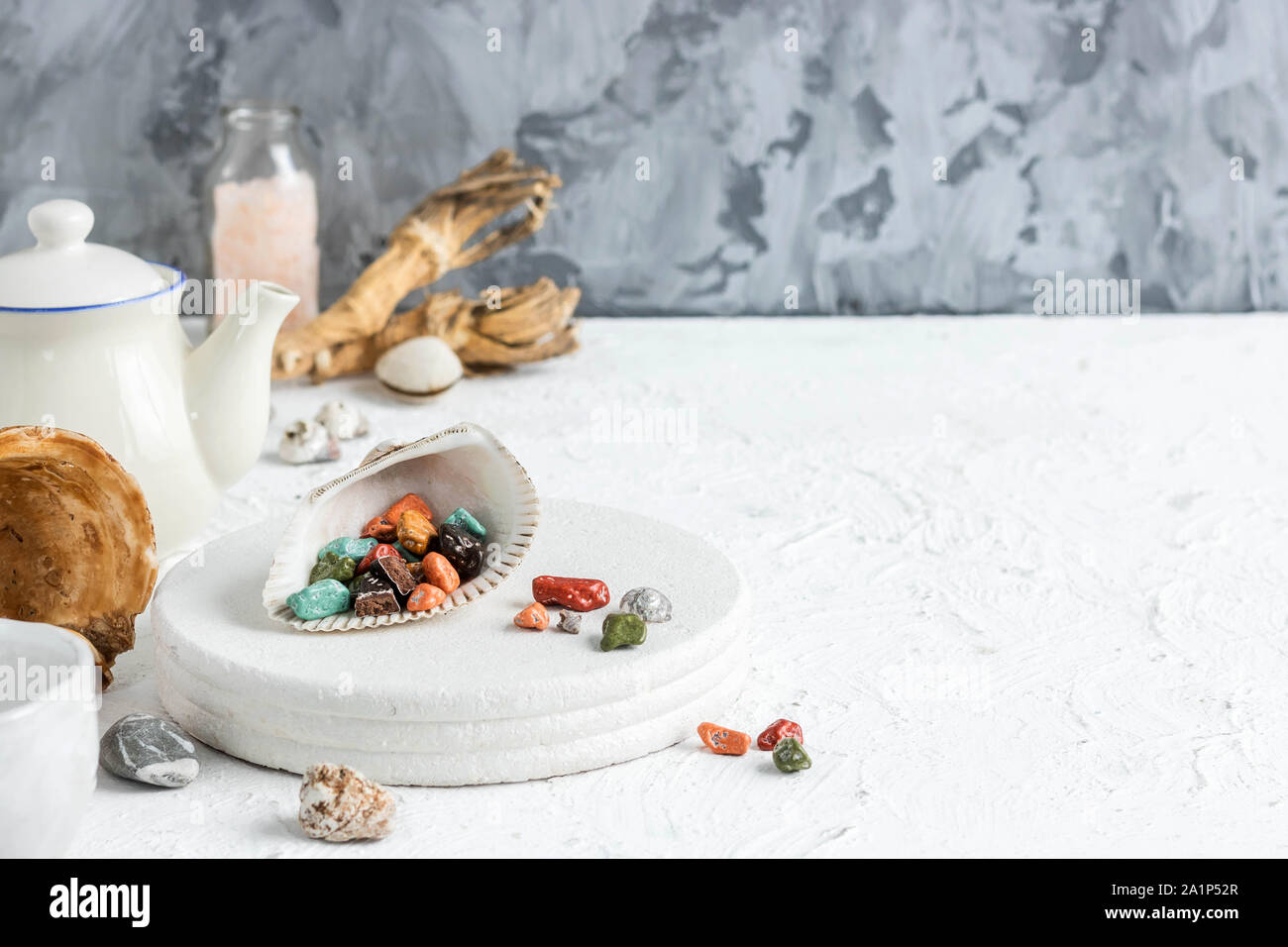 Fancy sweets. Chocolates in the form of sea pebbles. A treat for tea ...