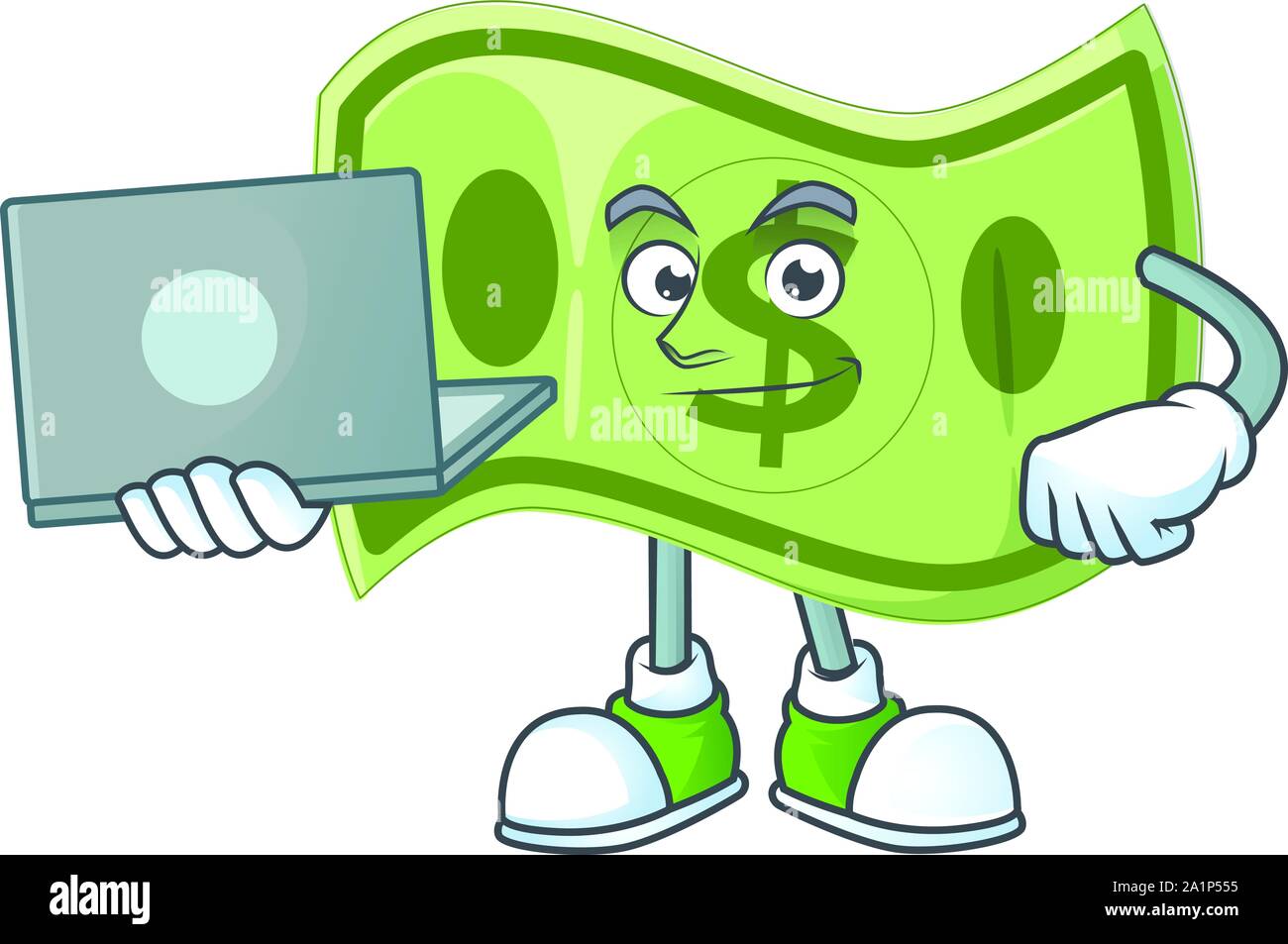 With laptop paper money cartoon character with mascot Stock Vector ...