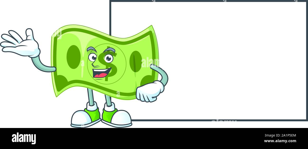 With board paper money cartoon character with mascot Stock Vector Image ...