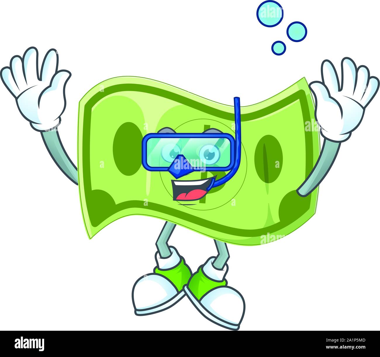 Diving paper money character on white background Stock Vector Image ...